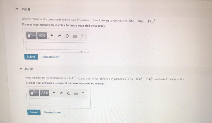 Solved ree Part A Write formulas for the compounds formed | Chegg.com