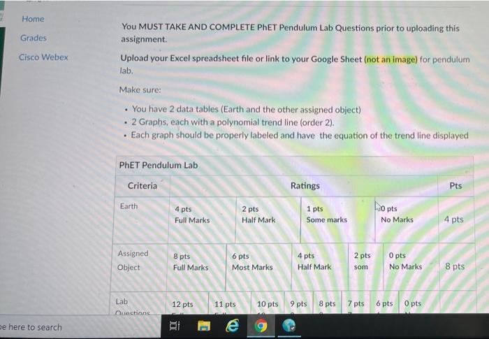 Home Grades You MUST TAKE AND COMPLETE PhET Pendulum | Chegg.com