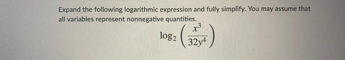 Solved Expand the following logarithmic expression and fully | Chegg.com