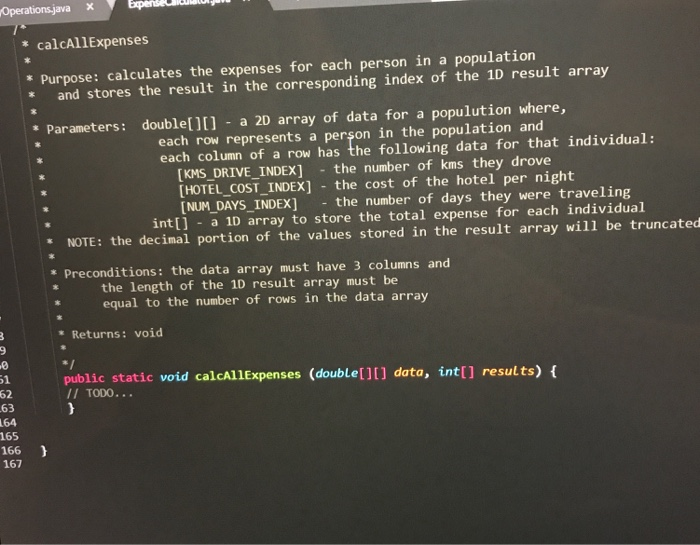 Solved Expense " Operations.java * calcAllExpenses Purpose: | Chegg.com