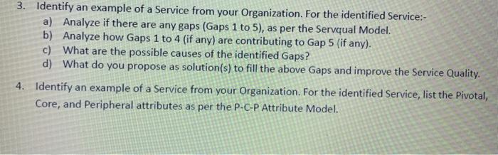 3. Identify an example of a Service from your | Chegg.com