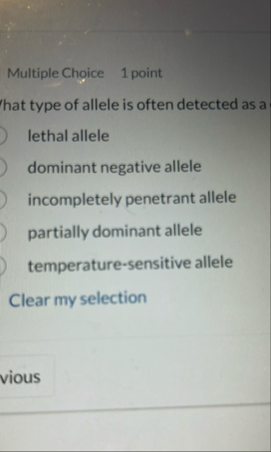 Solved Multiple Choice 1 ﻿pointhat type of allele is often | Chegg.com
