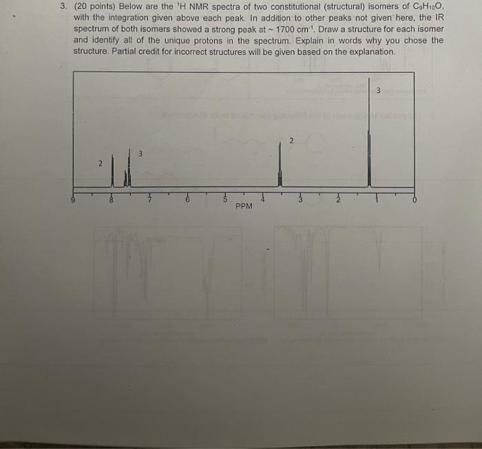 Solved 3. (20 points) Below are the ¹H NMR spectra of two | Chegg.com