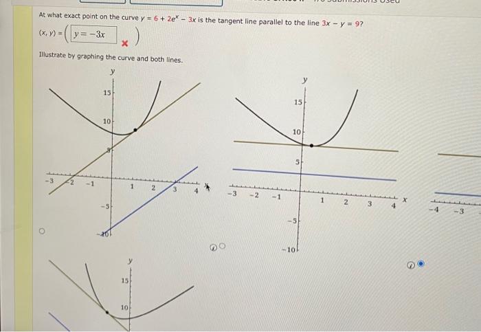 Solved At what exact point on the curve y=6+2ex−3x is the | Chegg.com