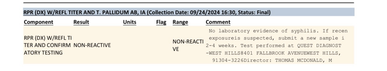 Solved Can you interpret a lab anaylisis \table[[RPR (DX) | Chegg.com