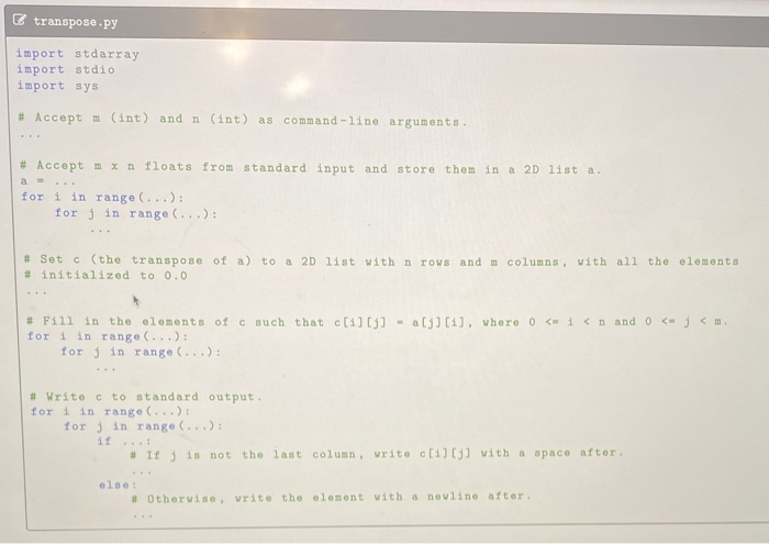 Solved Exercise 5 Transpose Write A Program Transposepy 1762