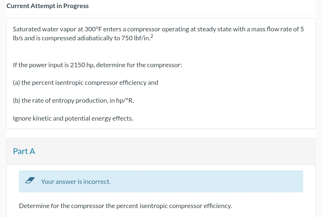 Solved Current Attempt in ProgressSaturated water vapor at | Chegg.com