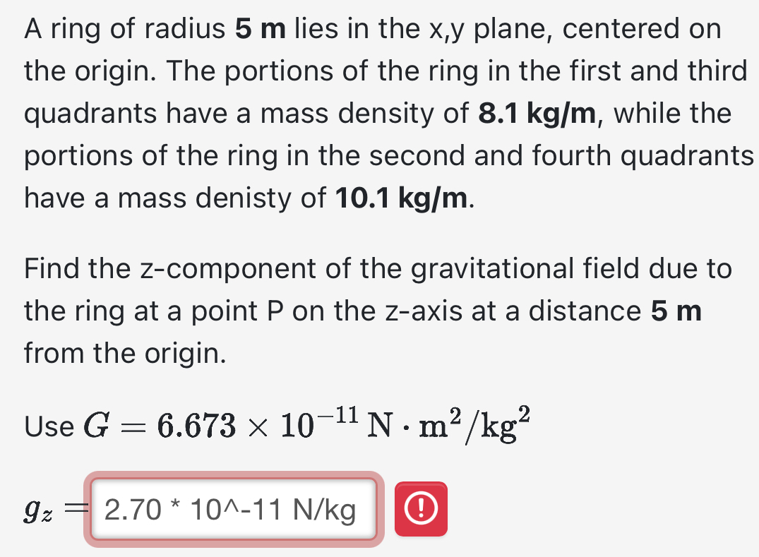 Solved A ring of radius 5m ﻿lies in the x,y ﻿plane, centered | Chegg.com