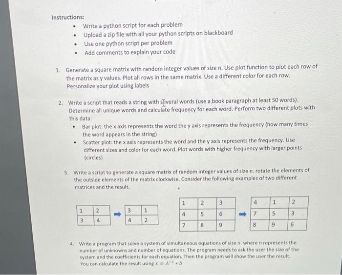 Solved Instructions: Write a python script for each problem | Chegg.com
