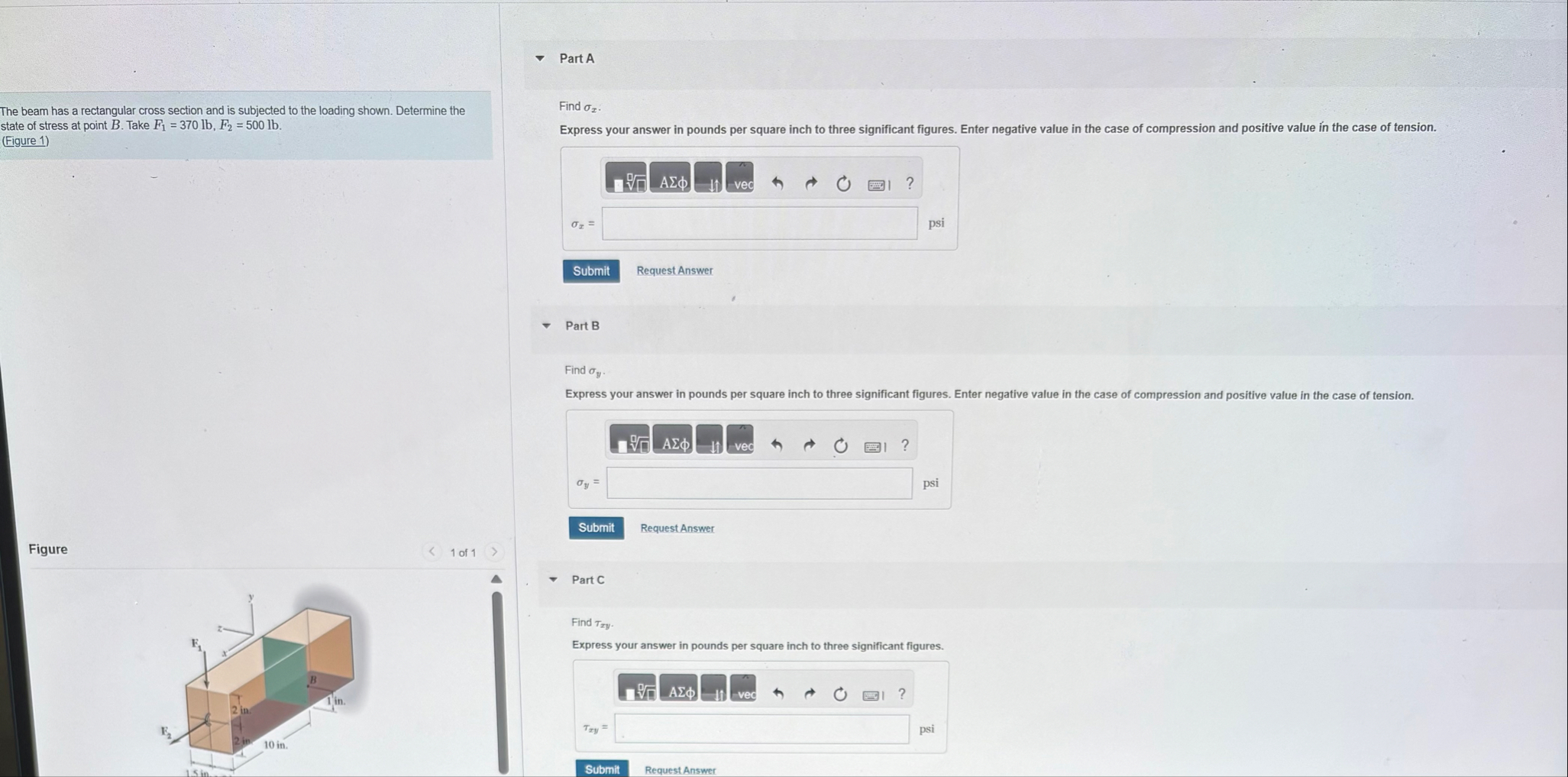Solved Part AThe beam has a rectangular cross section and is | Chegg.com