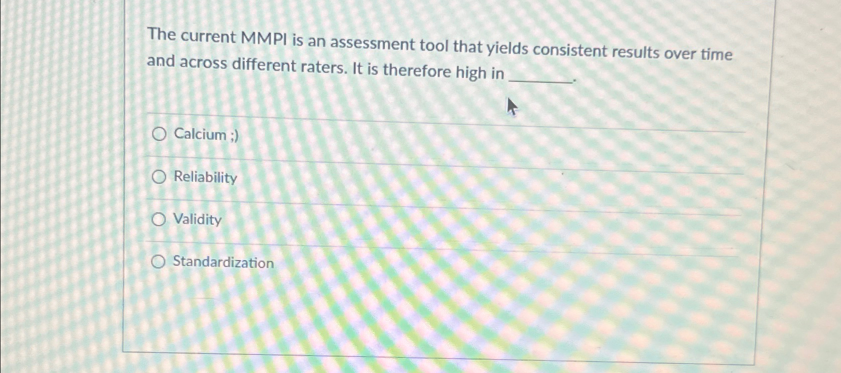 Solved The current MMPI is an assessment tool that yields | Chegg.com
