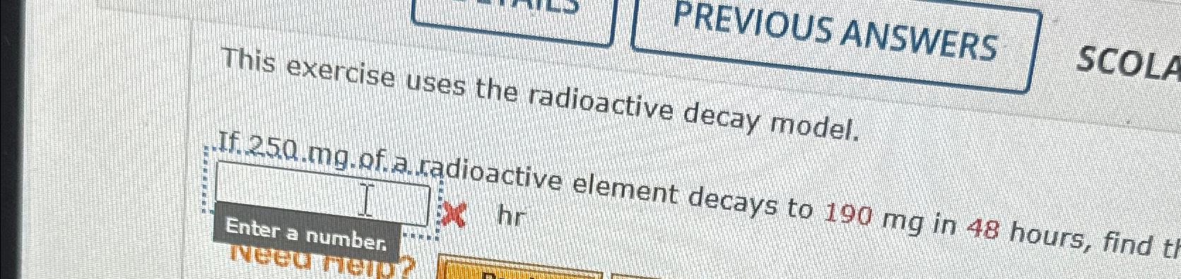 Solved PREVIOUS ANSWERSThis exercise uses the radioactive | Chegg.com