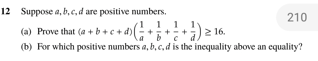 12 ﻿Suppose a,b,c,d ﻿are positive numbers.(a) ﻿Prove | Chegg.com