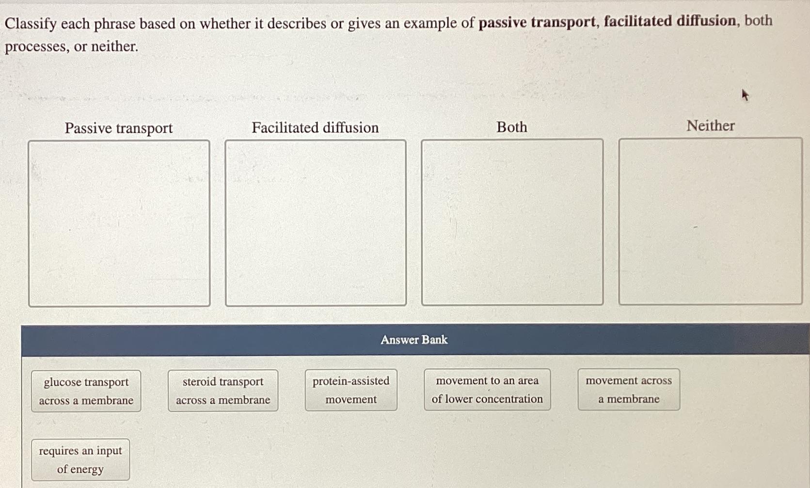 Solved Classify each phrase based on whether it describes or | Chegg.com