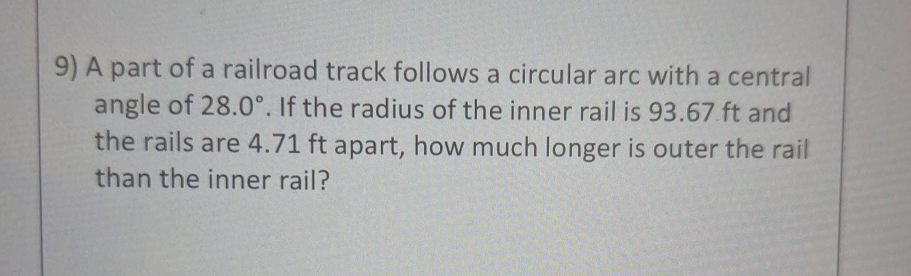 Solved A part of a railroad track follows a circular arc | Chegg.com