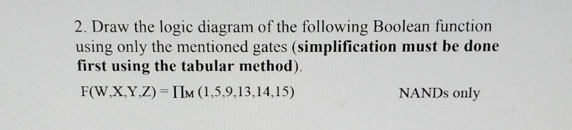 Solved 2. Draw the logic diagram of the following Boolean | Chegg.com