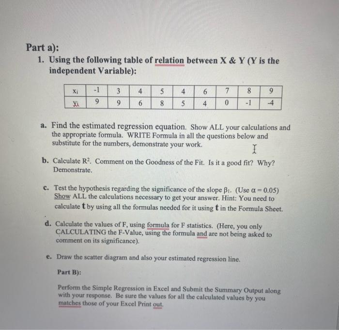 Solved Part a): 1. Using the following table of relation | Chegg.com