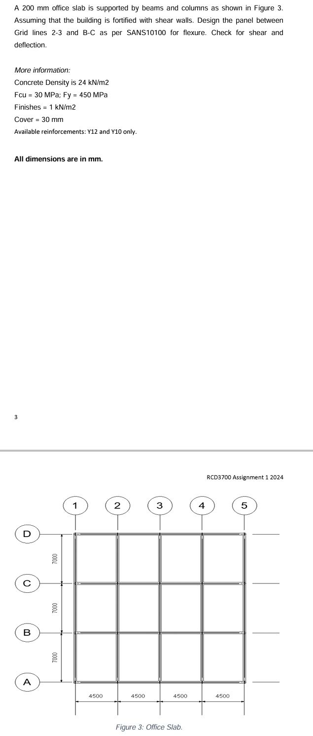 Solved A 200 ﻿mm office slab is supported by beams and | Chegg.com