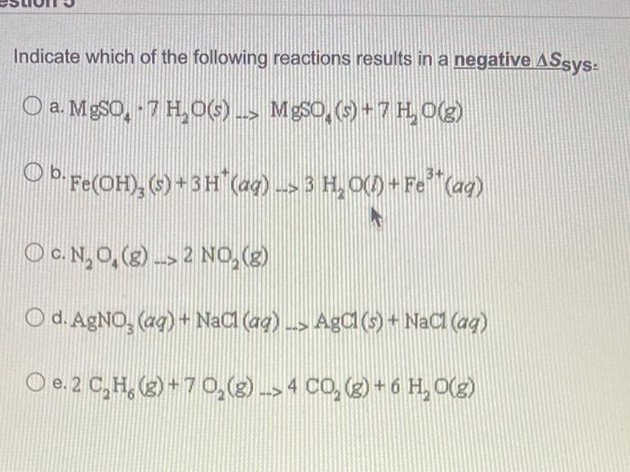 Solved Indicate which of the following reactions results in | Chegg.com