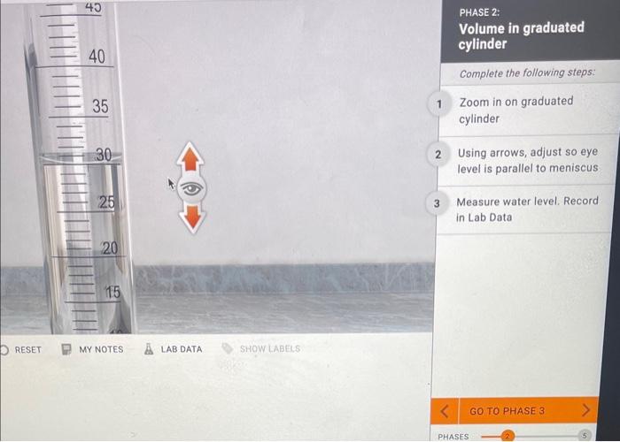 40 40 PHASE 2: Volume in graduated cylinder Complete | Chegg.com