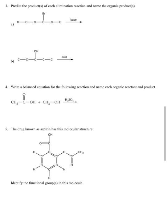 Solved 3. Predict the product(s) of each elimination | Chegg.com