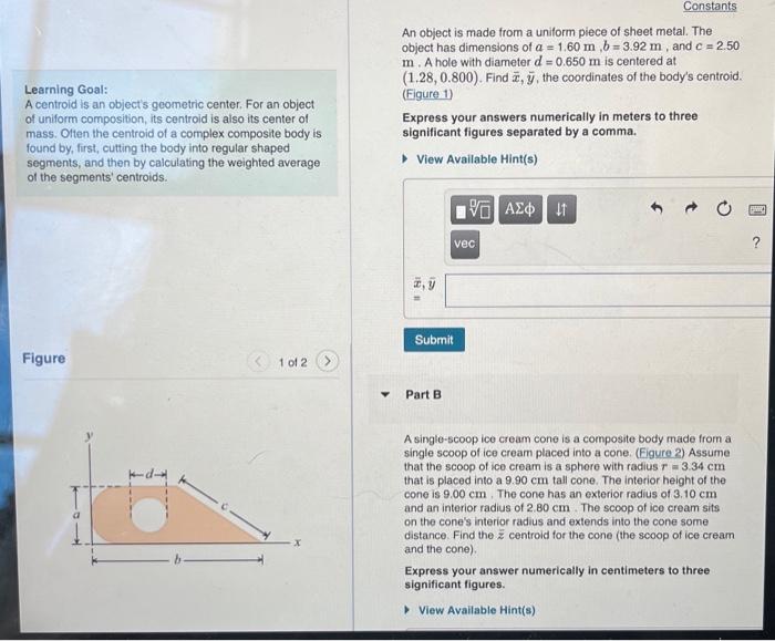 Solved Learning Goal A Centroid Is An Objects Geometric