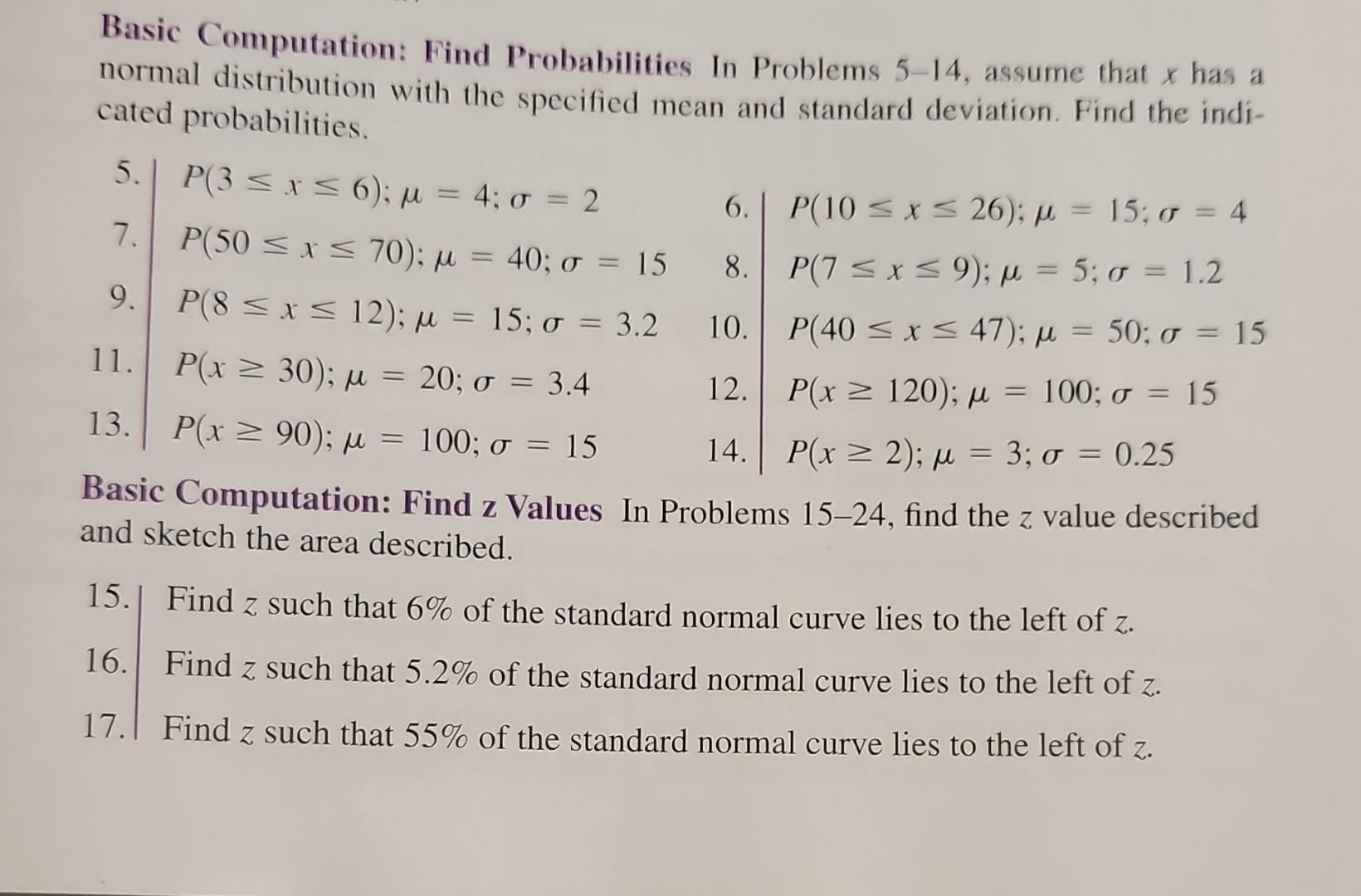 Solved Basic Computation: Find Probabilities In Problems | Chegg.com