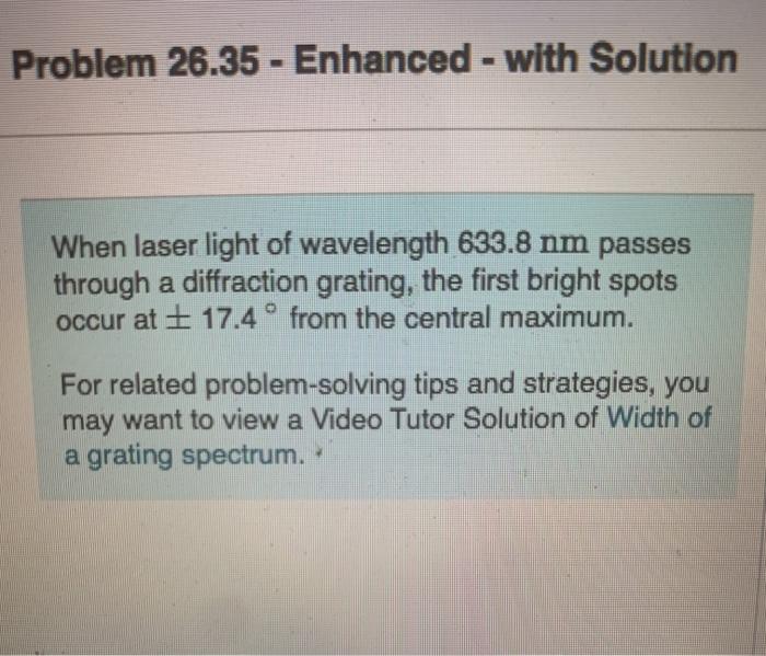 Solved Problem 26.35 - Enhanced - with Solution When laser | Chegg.com