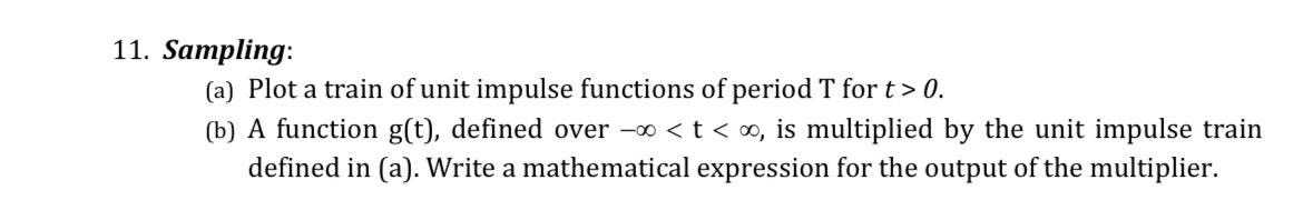 Solved Sampling:(a) ﻿Plot a train of unit impulse functions | Chegg.com