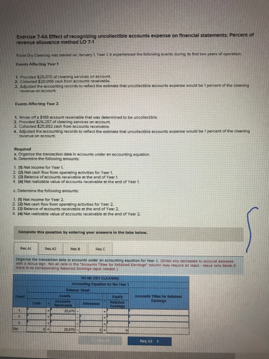 Solved Exercise 7-4A Effect of recognizing uncollectible | Chegg.com