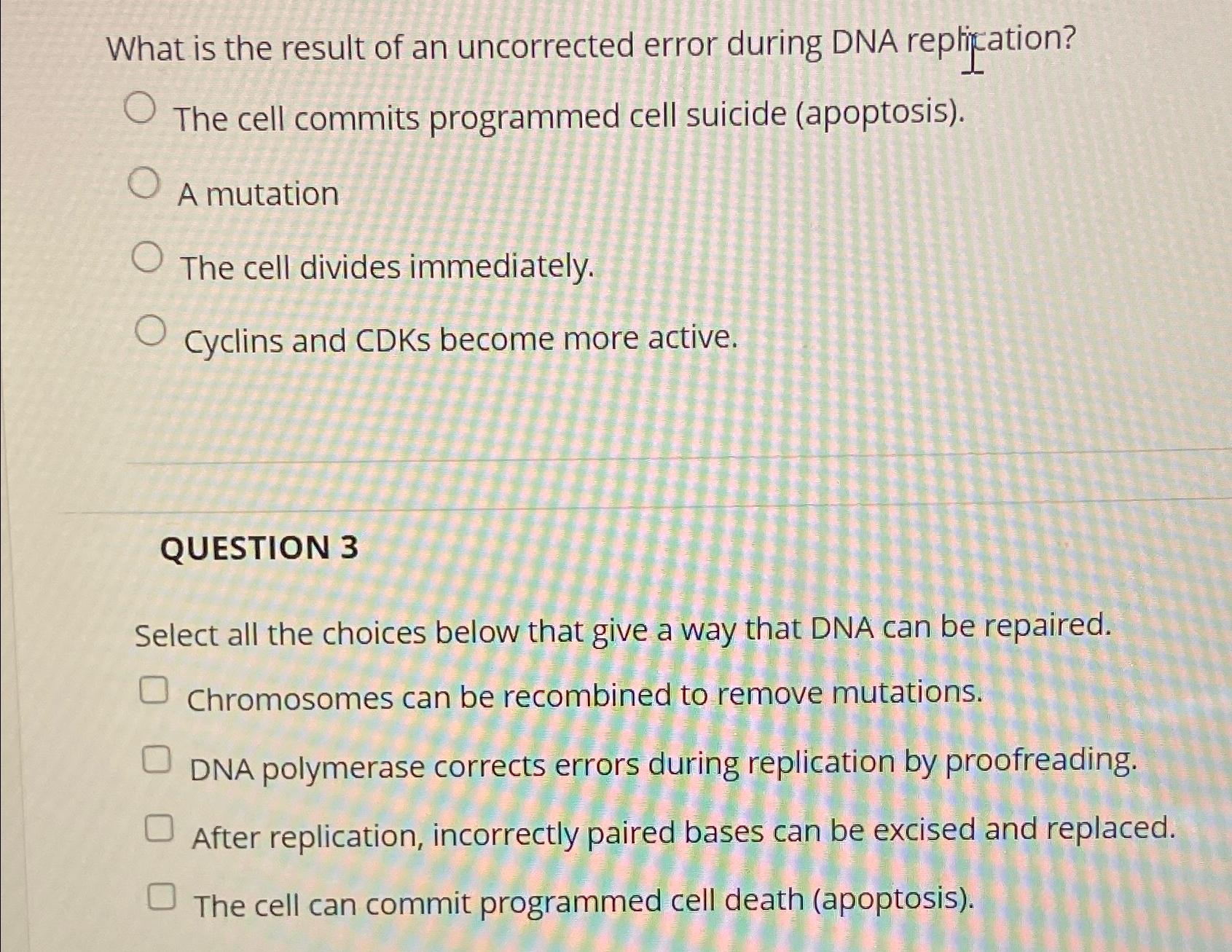 Solved What is the result of an uncorrected error during DNA | Chegg.com