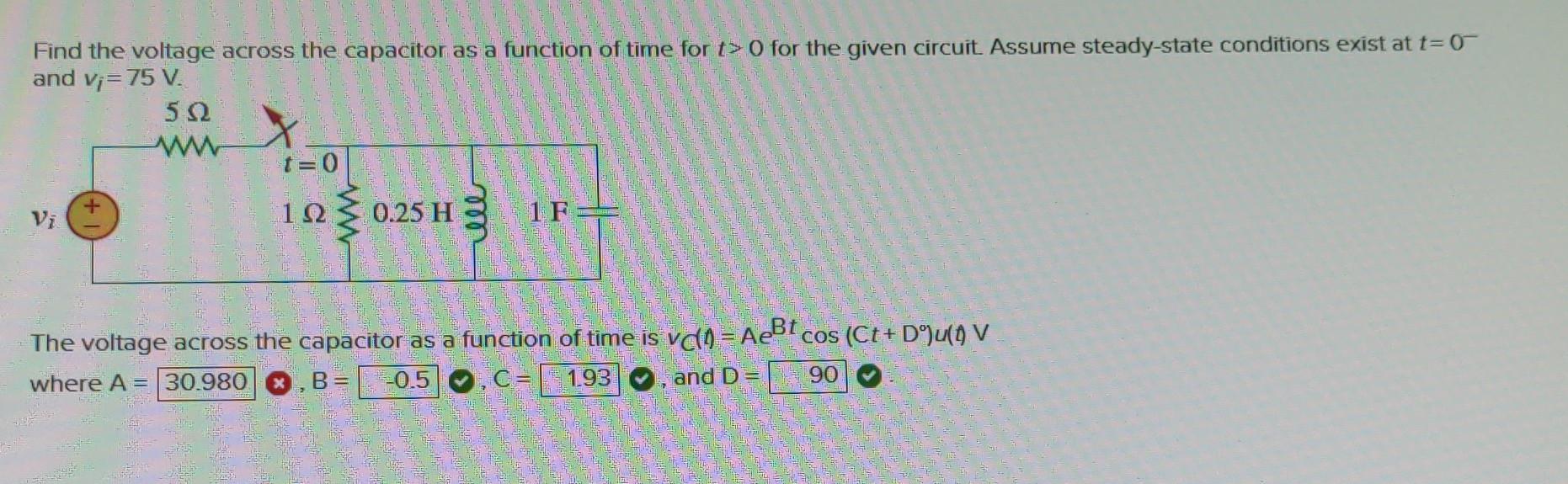 Solved Find the voltage across the capacitor as a function | Chegg.com