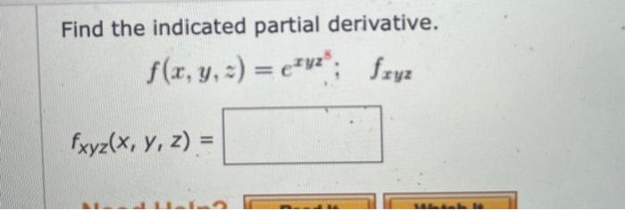 Solved Find the indicated partial derivative. | Chegg.com