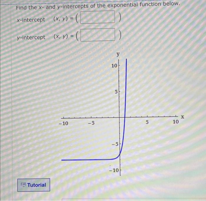 Solved Find the x- and y-intercepts of the exponential | Chegg.com