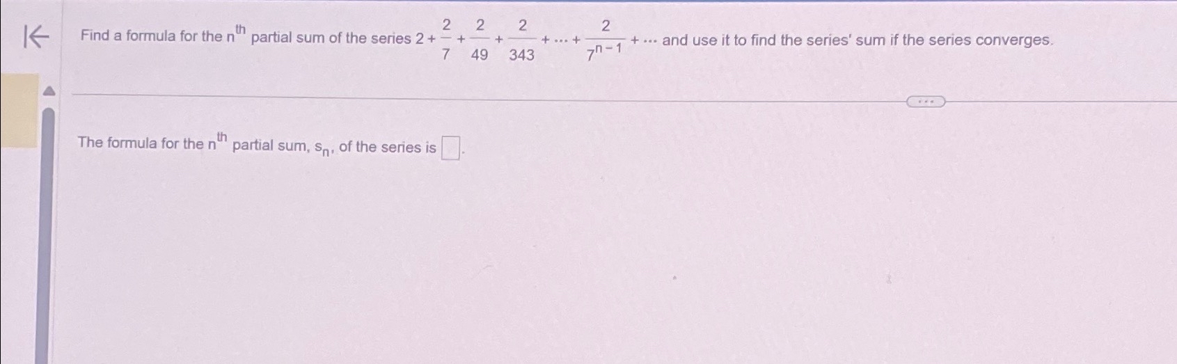 Solved Find a formula for the nth ﻿partial sum of the | Chegg.com