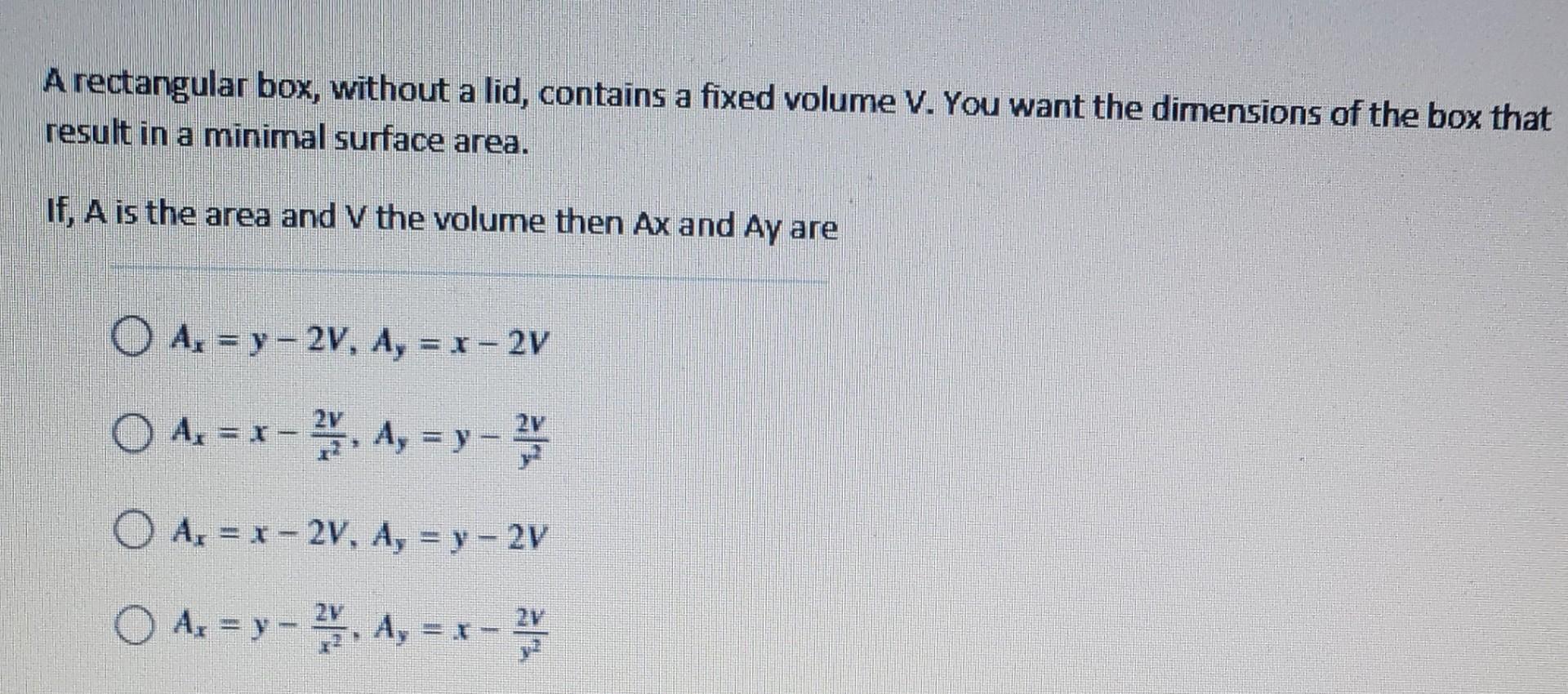 Solved A rectangular box, without a lid, contains a fixed | Chegg.com