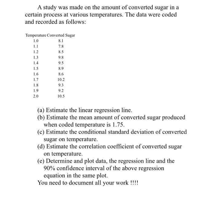 Solved A study was made on the amount of converted sugar in | Chegg.com