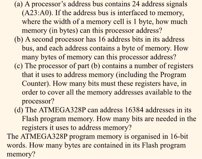 Solved (a) A Processor's Address Bus Contains 24 Address