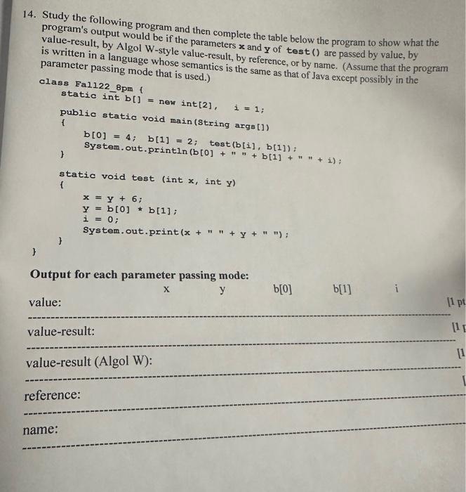 Solved 4. Study the following program and then complete the | Chegg.com