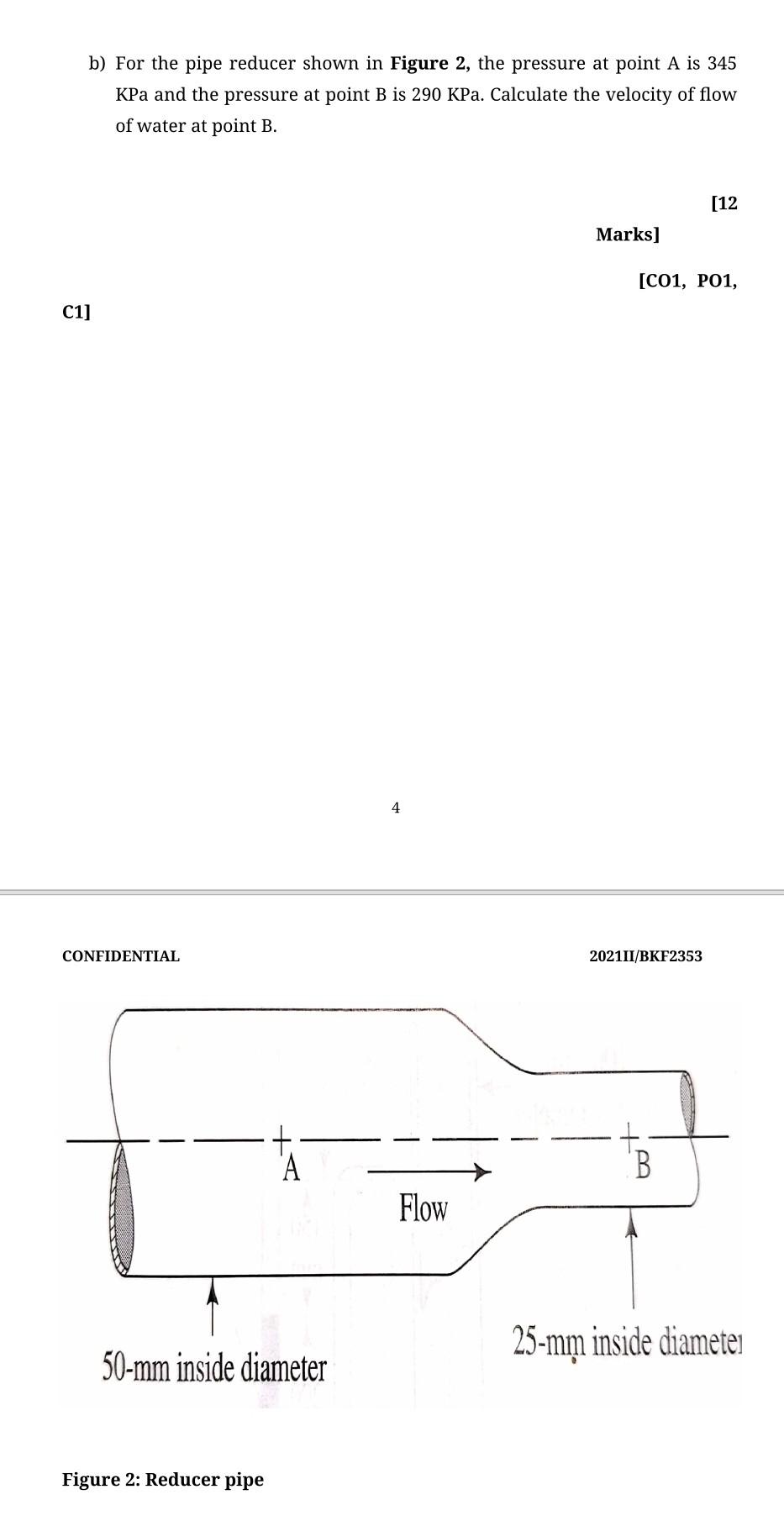 Solved b) For the pipe reducer shown in Figure 2, the | Chegg.com