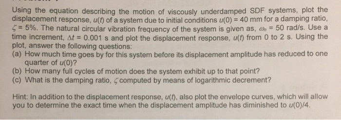 Solved Using the equation describing the motion of viscously | Chegg.com