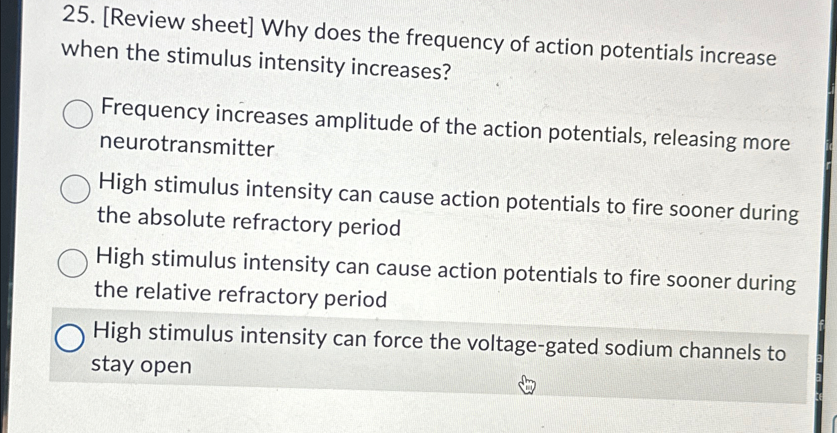 Solved [Review sheet] ﻿Why does the frequency of action | Chegg.com