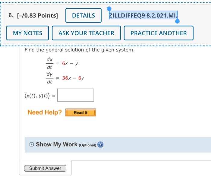 Solved Find the general solution of the given system. | Chegg.com