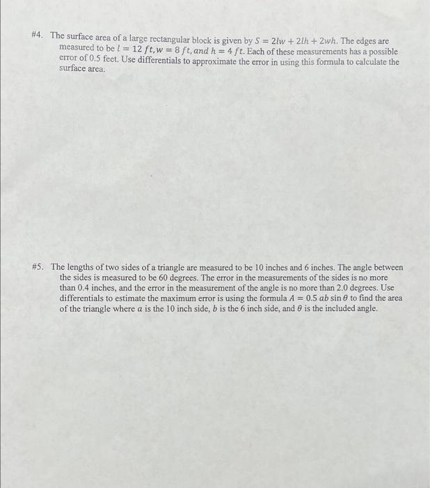 Solved #4. The surface area of a large rectangular block is | Chegg.com