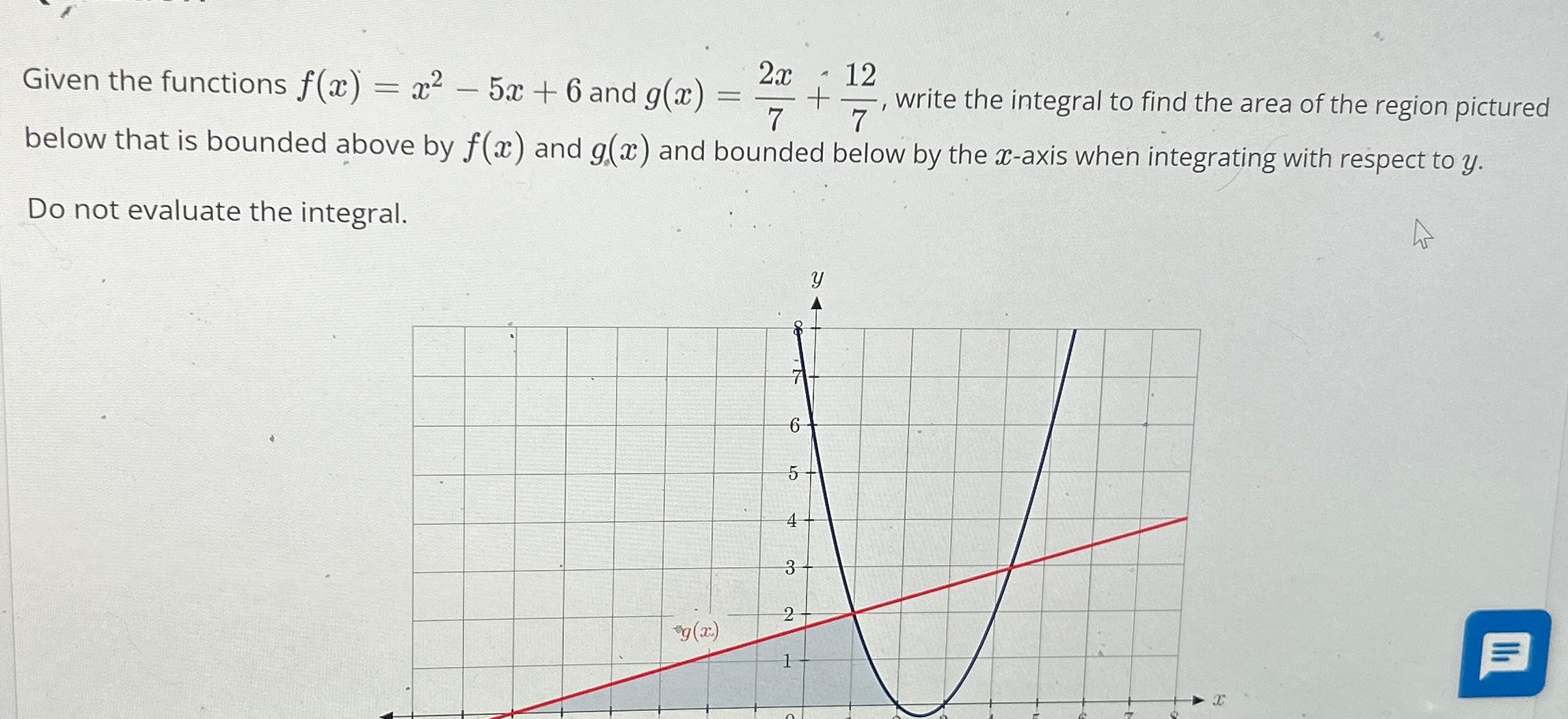 Solved Given the functions f(x)=x2-5x+6 ﻿and g(x)=2x7+127, | Chegg.com
