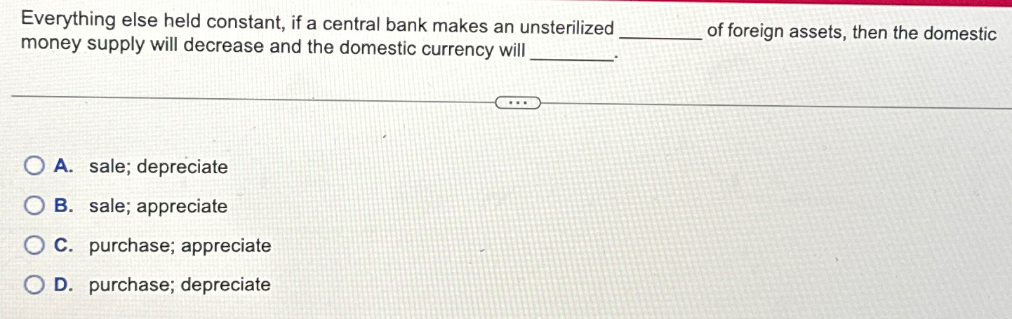 Solved Everything else held constant, if a central bank | Chegg.com