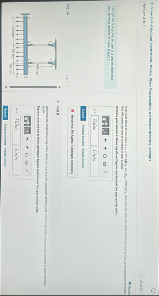 Solved 〔Homework 6 - ﻿Axial Load (Indeterminate, ﻿Thermat, | Chegg.com