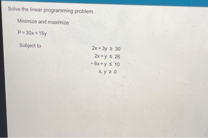 Solved Solve the linear programming problem. Minimize and | Chegg.com