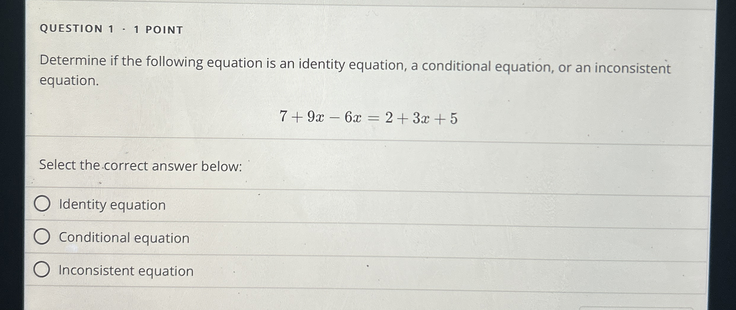 Solved QUESTION 1 - 1 ﻿POINTDetermine if the following | Chegg.com