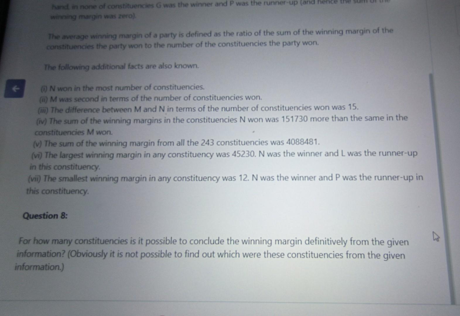 Solved winning margin was zero). The average winning margin | Chegg.com